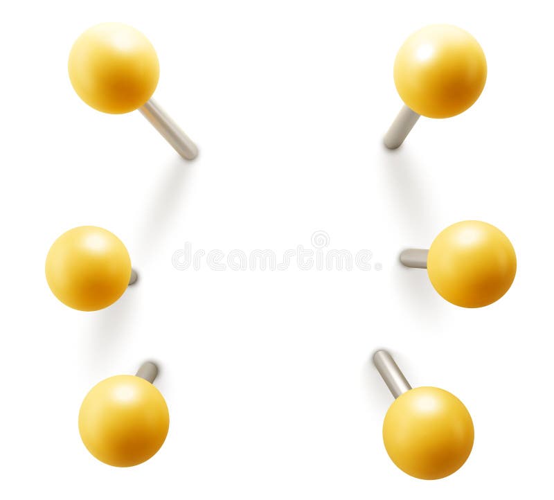 Set of Yellow Push Pins. Thumbtacks Ready for Your Design. Different ...