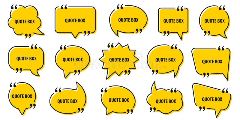 Set of Yellow Quote Box Speech Bubble. Vector Illustration Stock Vector ...