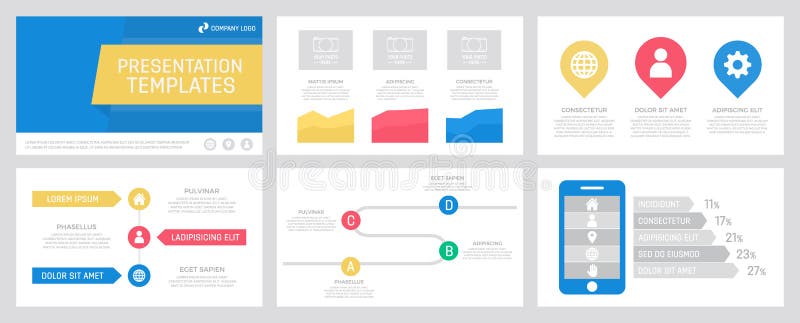 Set of Yellow, Red and Blue Elements for Multipurpose Presentation ...