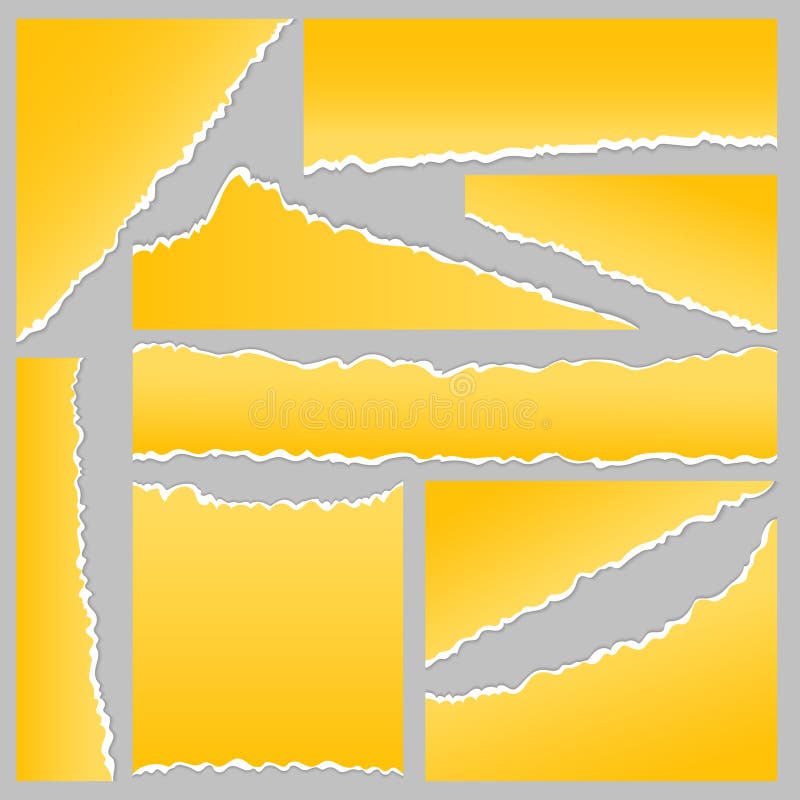 Set of Yellow Ripped Paper Sheet. Torn Sheets of Paper. Sticky Notes ...