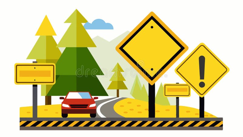 Set Yellow Road Sign and Traffic Sign on White Background Stock ...