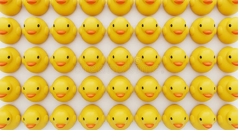Set of Yellow Rubber Ducks on White Background Stock Illustration ...