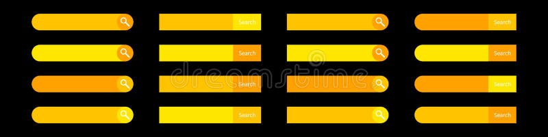 Set of Yellow Search Boxes Ui Template. Modern Search Bar Element ...