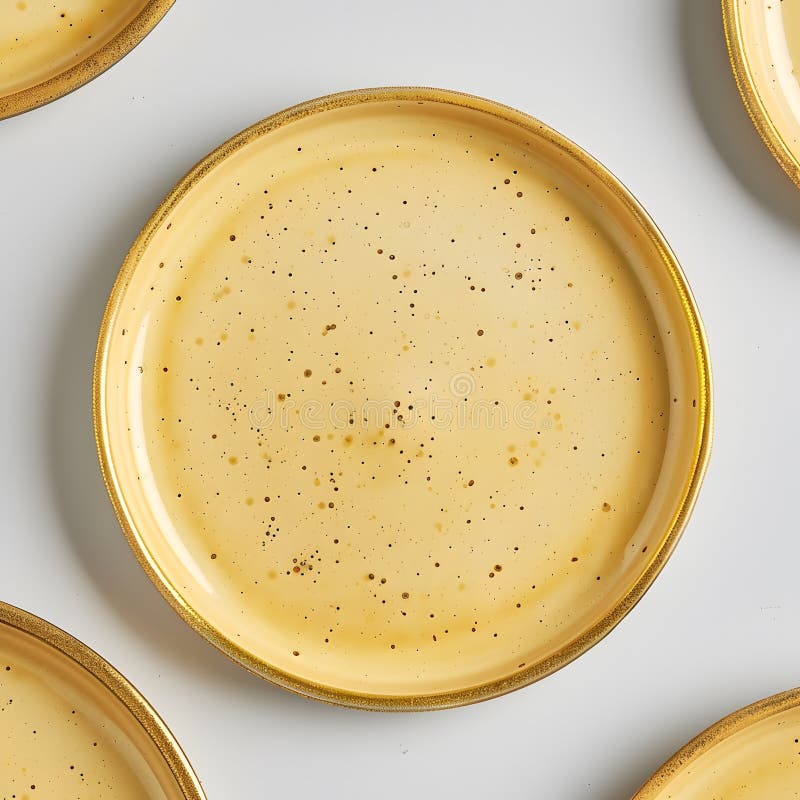 Set of Yellow Speckled Plates Stock Image - Image of minimalist, glossy ...