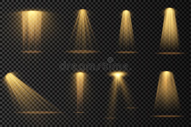 Set of Yellow Spotlight, Projector Light Effect. Stock Vector ...