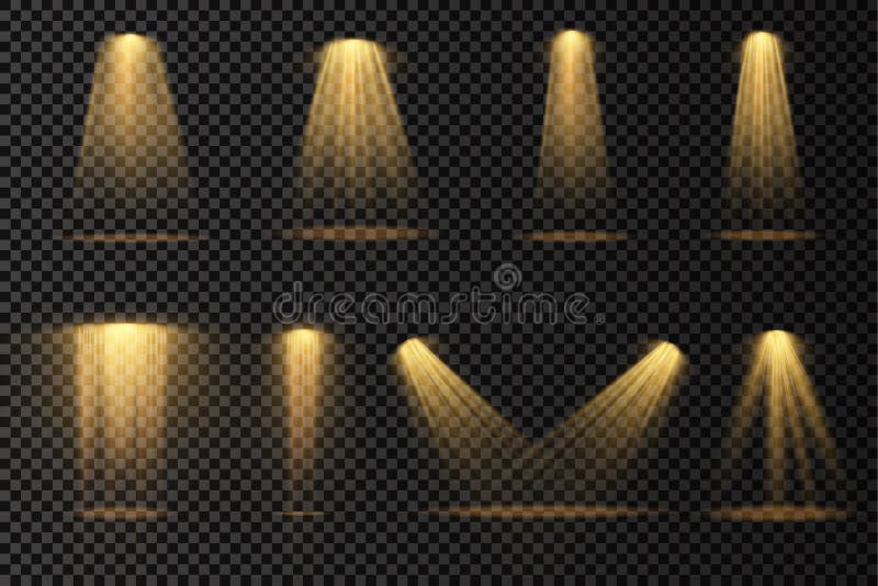 Set of Yellow Spotlight, Projector Light Effect. Stock Vector ...