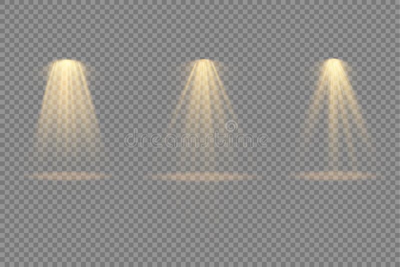Spotlight Projector, Light Effect with Yellow Rays Stock Vector ...