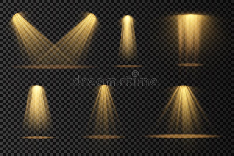 Set of Yellow Spotlight, Projector Light Effect. Stock Vector ...