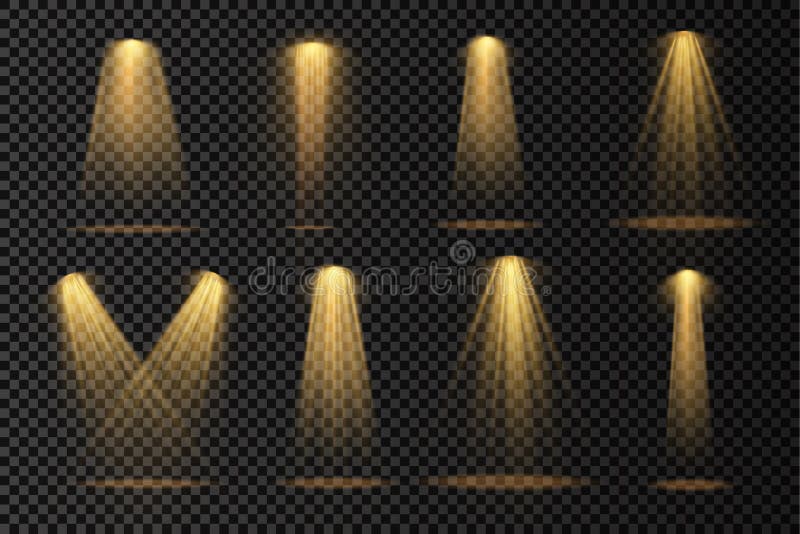 Set of Yellow Spotlight, Projector Light Effect. Stock Vector ...
