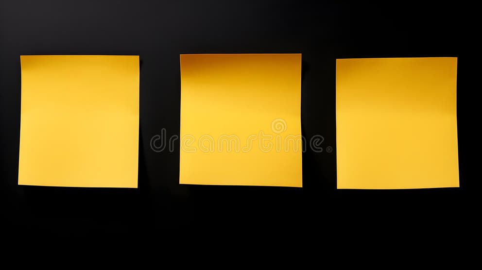 Set of Yellow Square Paper Notes on a Black Background. Brainstorming ...