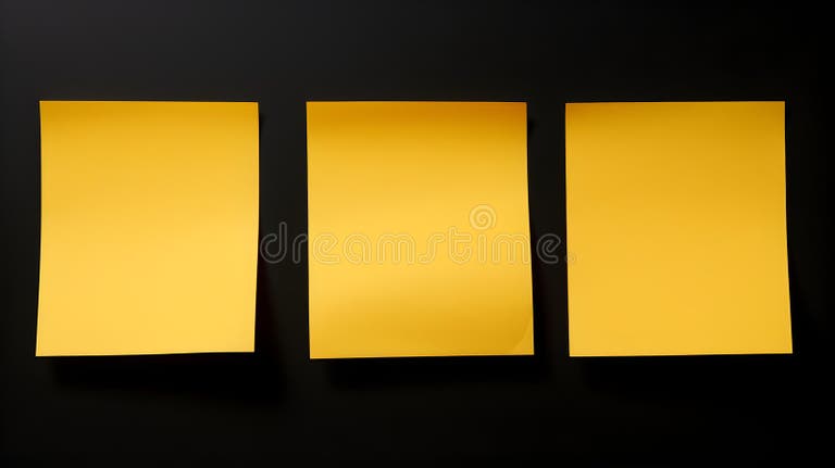 Set of Yellow Square Paper Notes on a Black Background. Brainstorming ...