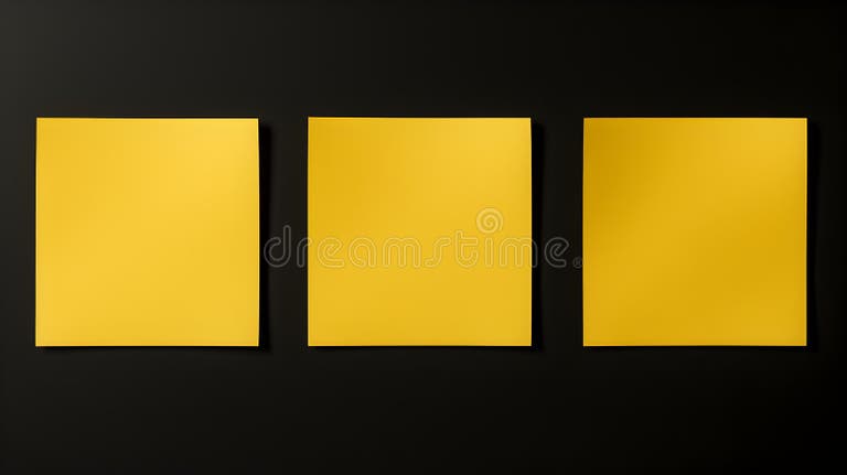 Set of Yellow Square Paper Notes on a Black Background. Brainstorming ...