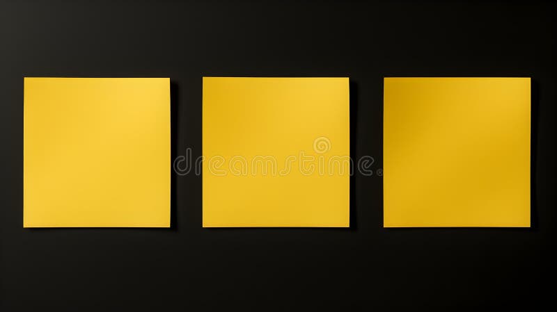 Set of Yellow Square Paper Notes on a Black Background. Brainstorming ...