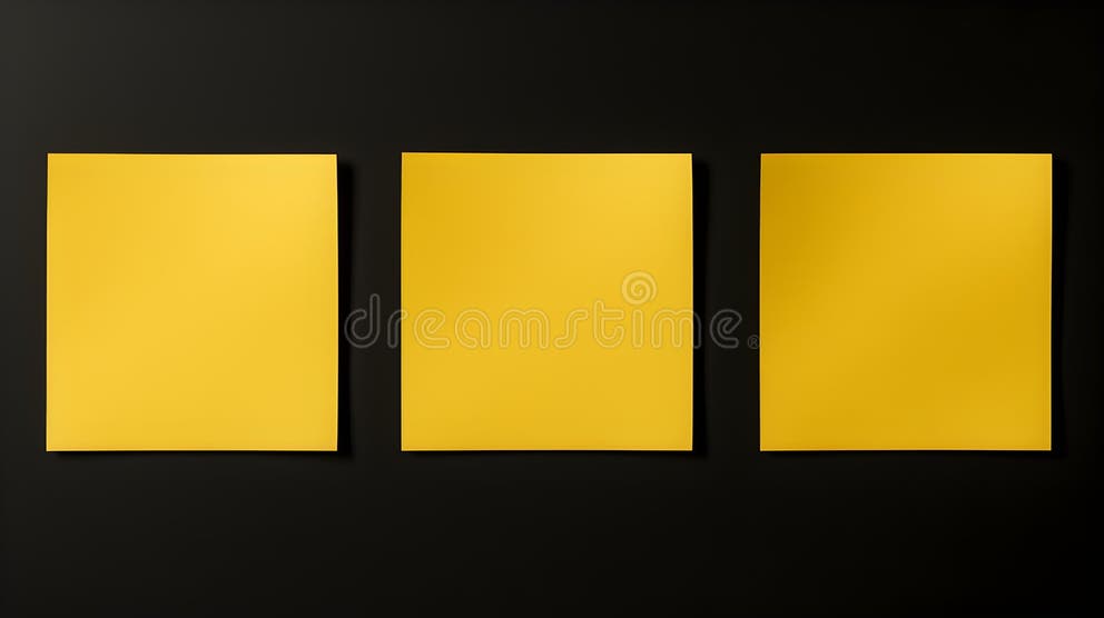 Set of Yellow Square Paper Notes on a Black Background. Brainstorming ...