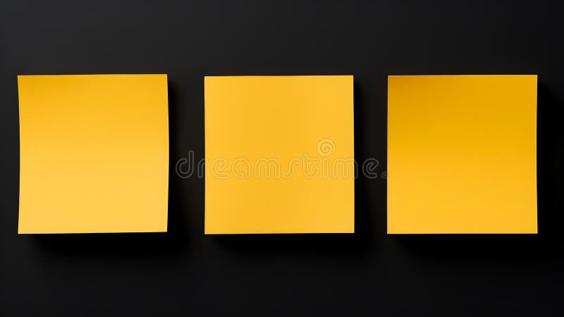 Set of Yellow Square Paper Notes on a Black Background. Brainstorming ...
