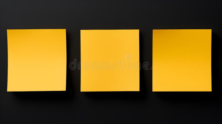 Set of Yellow Square Paper Notes on a Black Background. Brainstorming ...