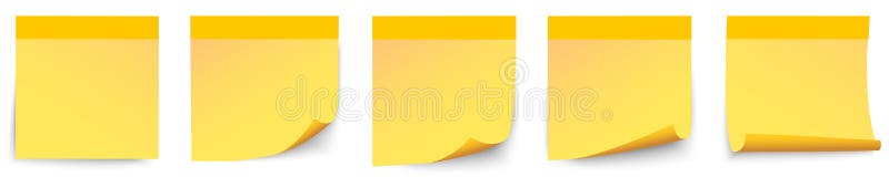 Set Yellow Sticky Papers, Collection Stick Note in Yellow Color ...