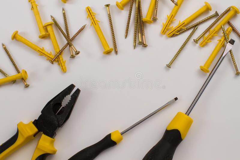 Set of yellow tools stock photo. Image of force, effort - 49088668