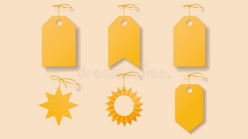 A Set of Yellow Trade Labels. Labels without Stickers Stock ...