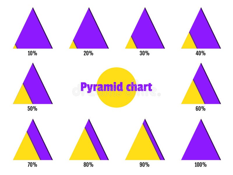 Set of Yellow Violet Diagonal Layer Pyramid Charts. Elements for ...