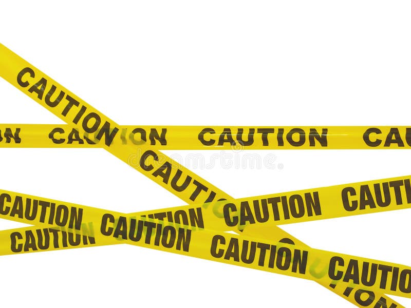 Set of Yellow Warning Tape and Black Word Caution Isolated on White ...