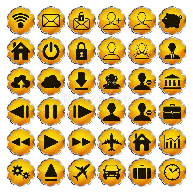 Set of Yellow Web, Multimedia and Business Icons Stock Vector ...