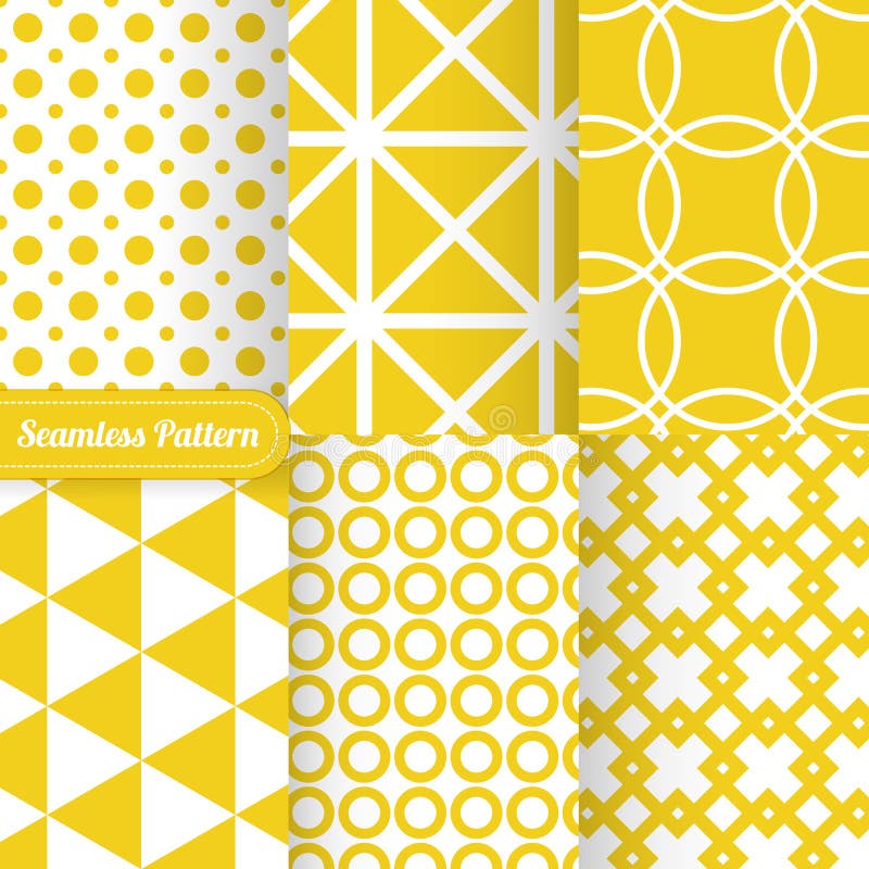 Set of Yellow and White Geometric Patterns. Set of Geometric Ornament ...