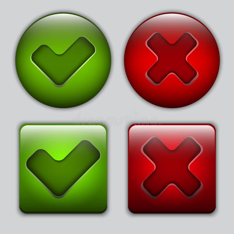 Set of Yes and No buttons stock vector. Illustration of checkbox - 26269991