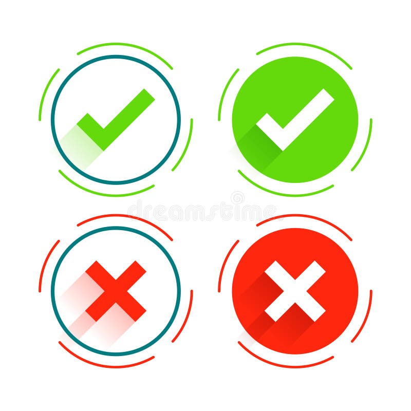 Set of Yes and No Check Mark Sign Design Stock Vector - Illustration of ...