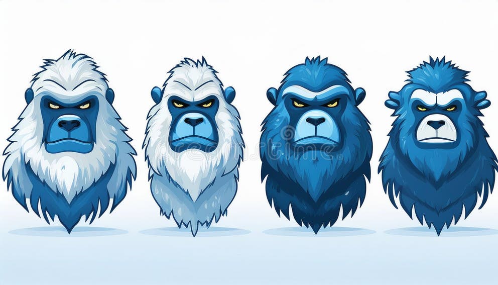 Set of Yeti Illustrations with Distinct Features on a White Background ...