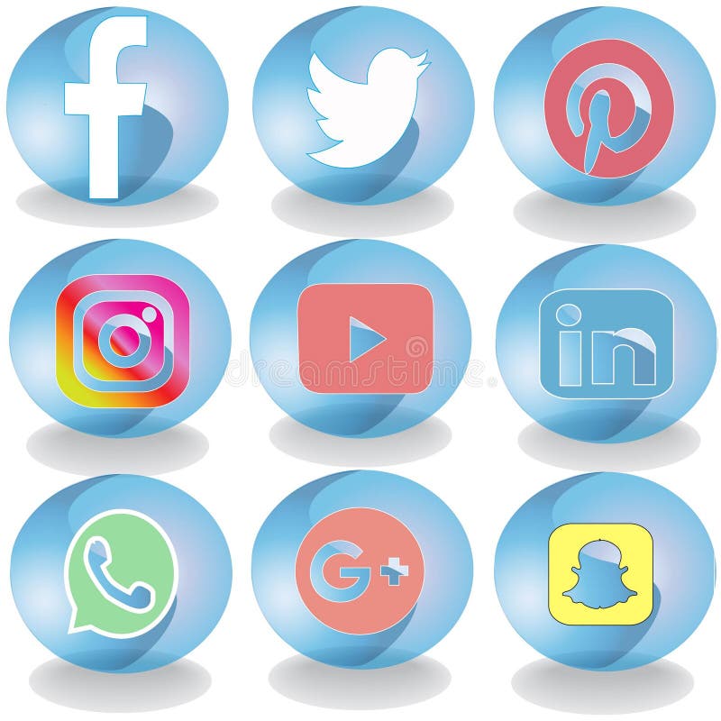 Yinyang Sphere Social Media Icon Set Stock Illustration - Illustration ...
