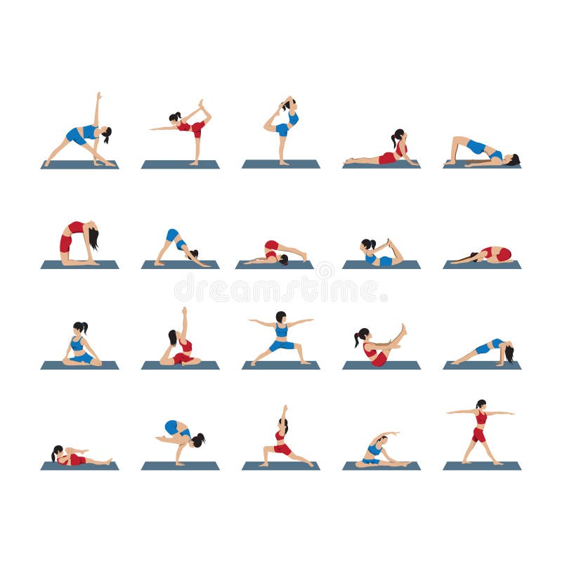 Set of Yoga Asanas. Vector Illustration Decorative Design Stock Vector ...