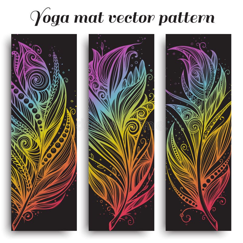 Set of Yoga Mat Vector Pattern Stock Vector - Illustration of abstract ...