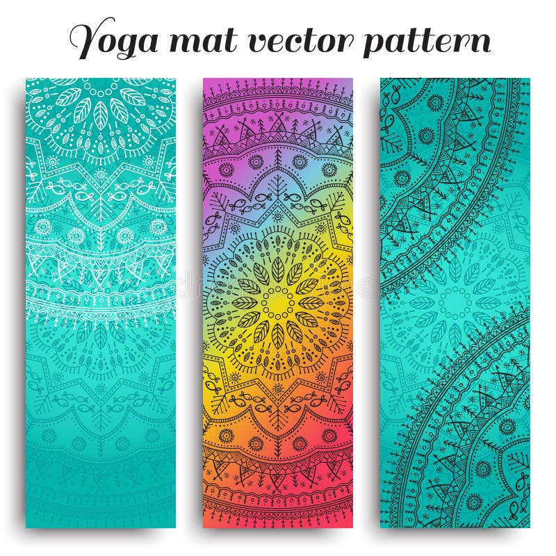 Set of Yoga Mat Vector Pattern Stock Vector - Illustration of card ...