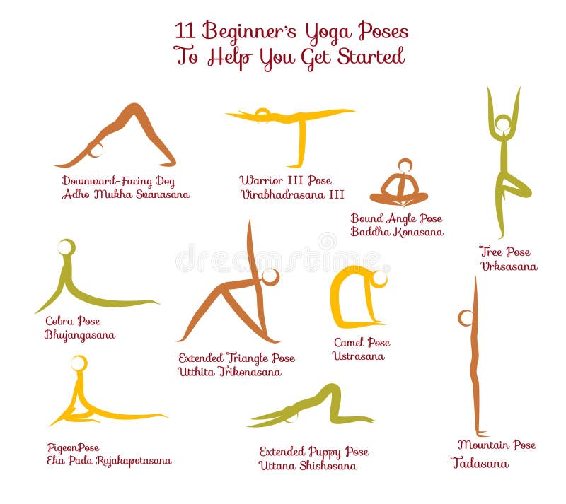 Set of Yoga Positions for stock vector. Illustration of motion - 85859449