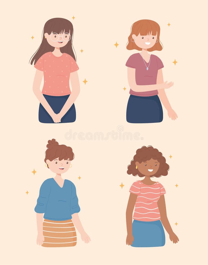 Set of young women stock vector. Illustration of cute - 232045337