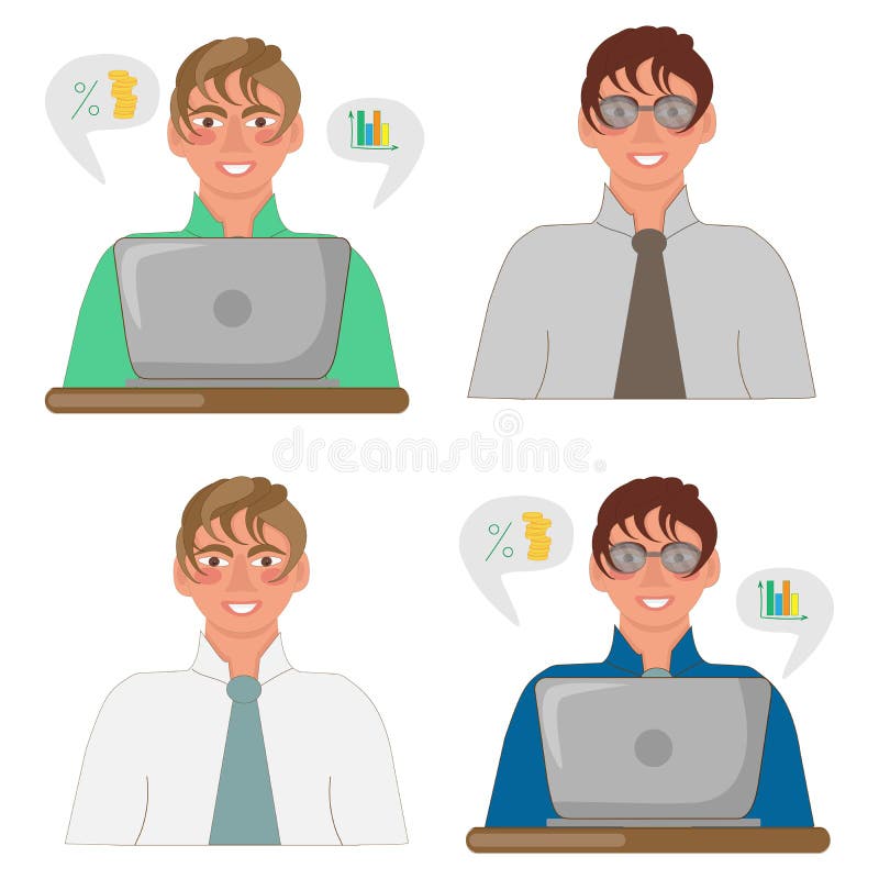 Set of young working men stock vector. Illustration of commercial ...