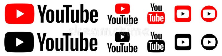 Set of YouTube logos editorial photo. Illustration of video - 293068791
