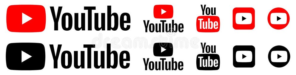 Set of YouTube logos editorial photo. Illustration of video - 293068791
