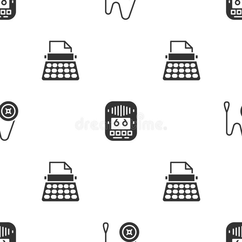 Set Yoyo Toy, Cassette Tape Player and Retro Typewriter on Seamless ...