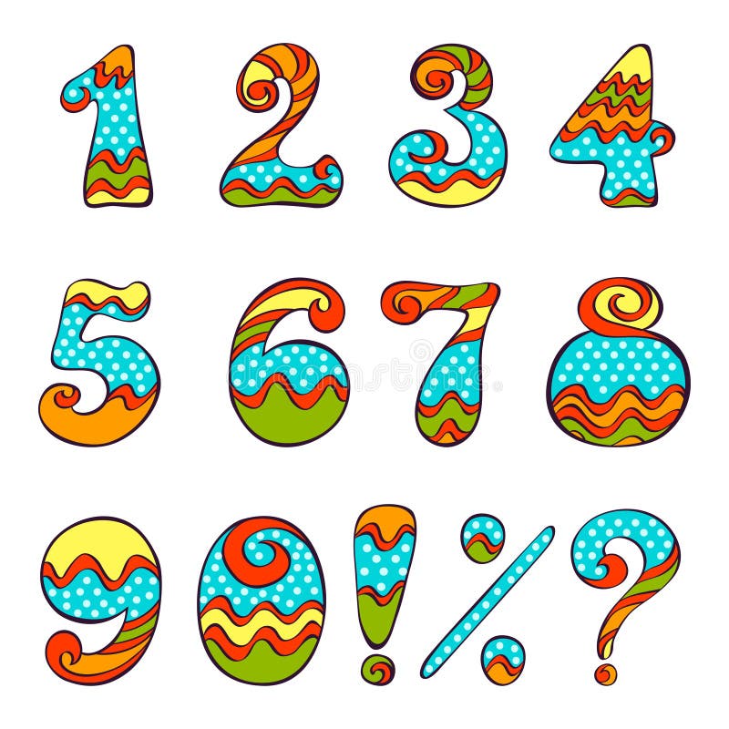 Set Zahlen und Symbole vektor abbildung. Illustration von einstellen ...