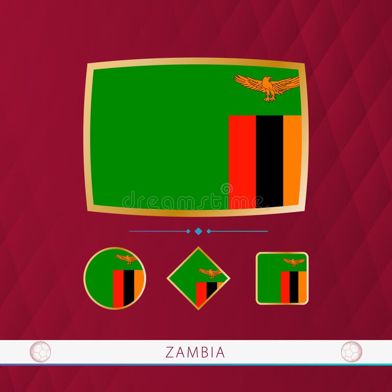 Set of Zambia Flags with Gold Frame for Use at Sporting Events on a ...