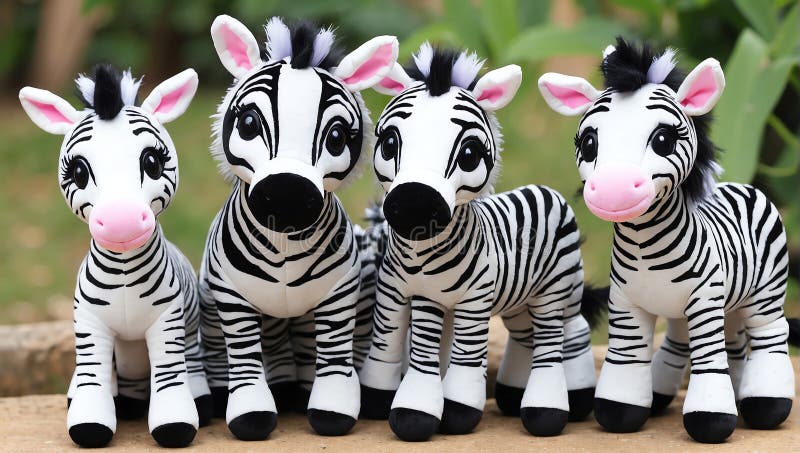 Set of Zebra Plush Dolls Stuffed Ai Generated Stock Illustration ...