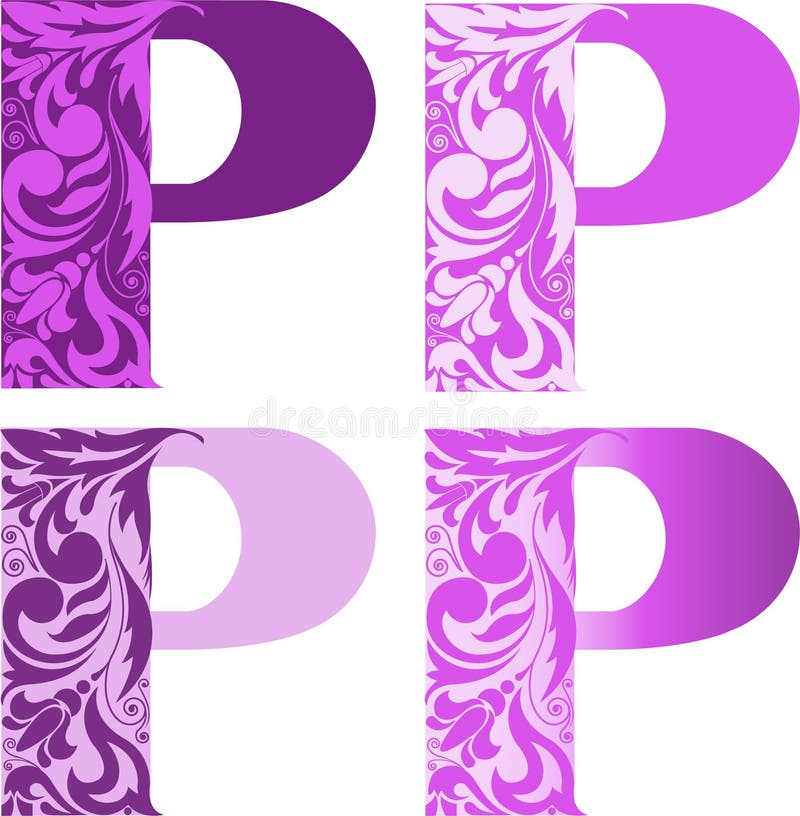 Set Zeichen P vektor abbildung. Illustration von verziert - 15092501