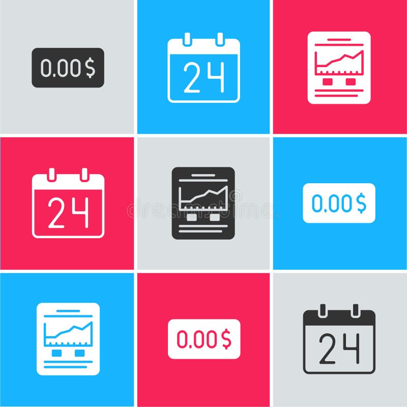 Set Zero Cost, Calendar and Website with Growth Graph Icon. Vector ...