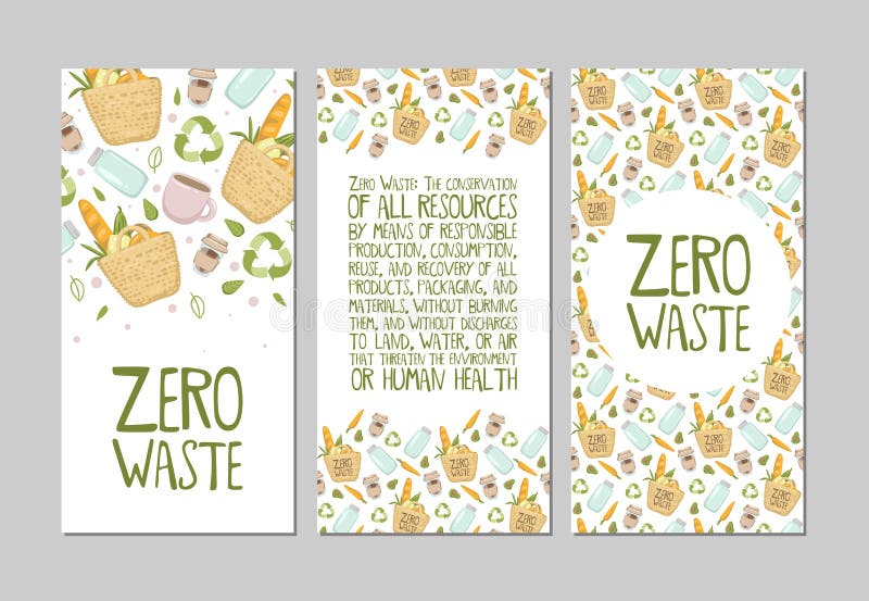 Set of Zero Waste Flyers. Space for Text. Vector Illustration EPS 10 ...