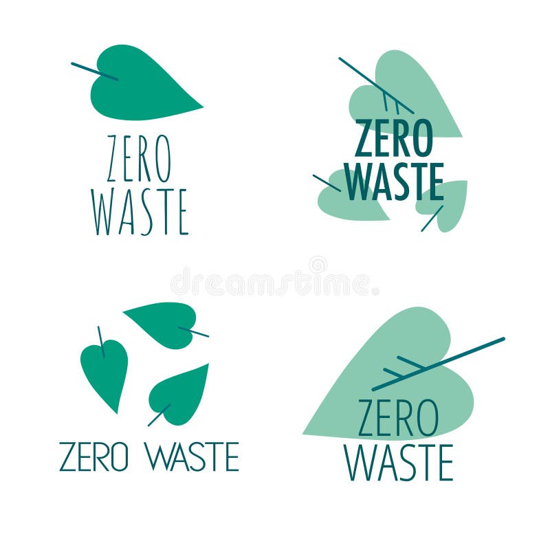 Set of Zero Waste Logotypes Isolated on White Background. Linear Icon ...