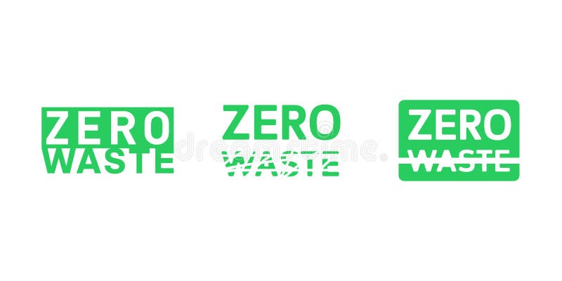 Set of Zero Waste Rectangle Logos. Zero Waste Emblems. Ecology and ...