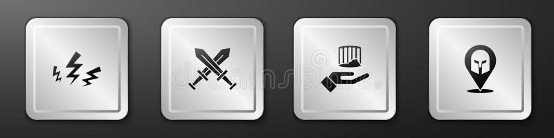 Set Zeus, Crossed Medieval Sword, Ancient Column and Greek Helmet Icon ...
