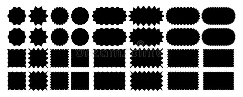 Set of Zigzag and Wavy Geometric Shapes. Vector Rectangle, Circle ...